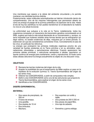 Teoria quimiosintetica. para combinar | DOCX