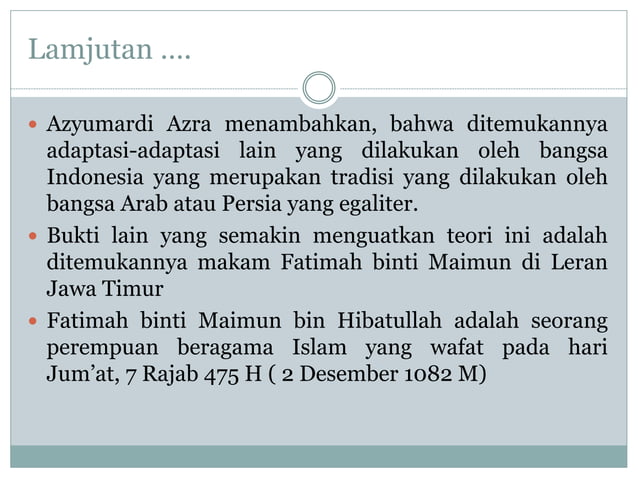 Teori Arab - Sejarah Masuknya Islam di Indonesia | PPT