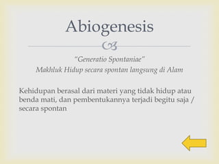 Teori asal usul kehidupan | PPTX