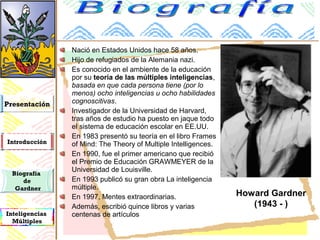 INTELIGENCIAS MÚLTIPLES de Howard Gardner | PPT