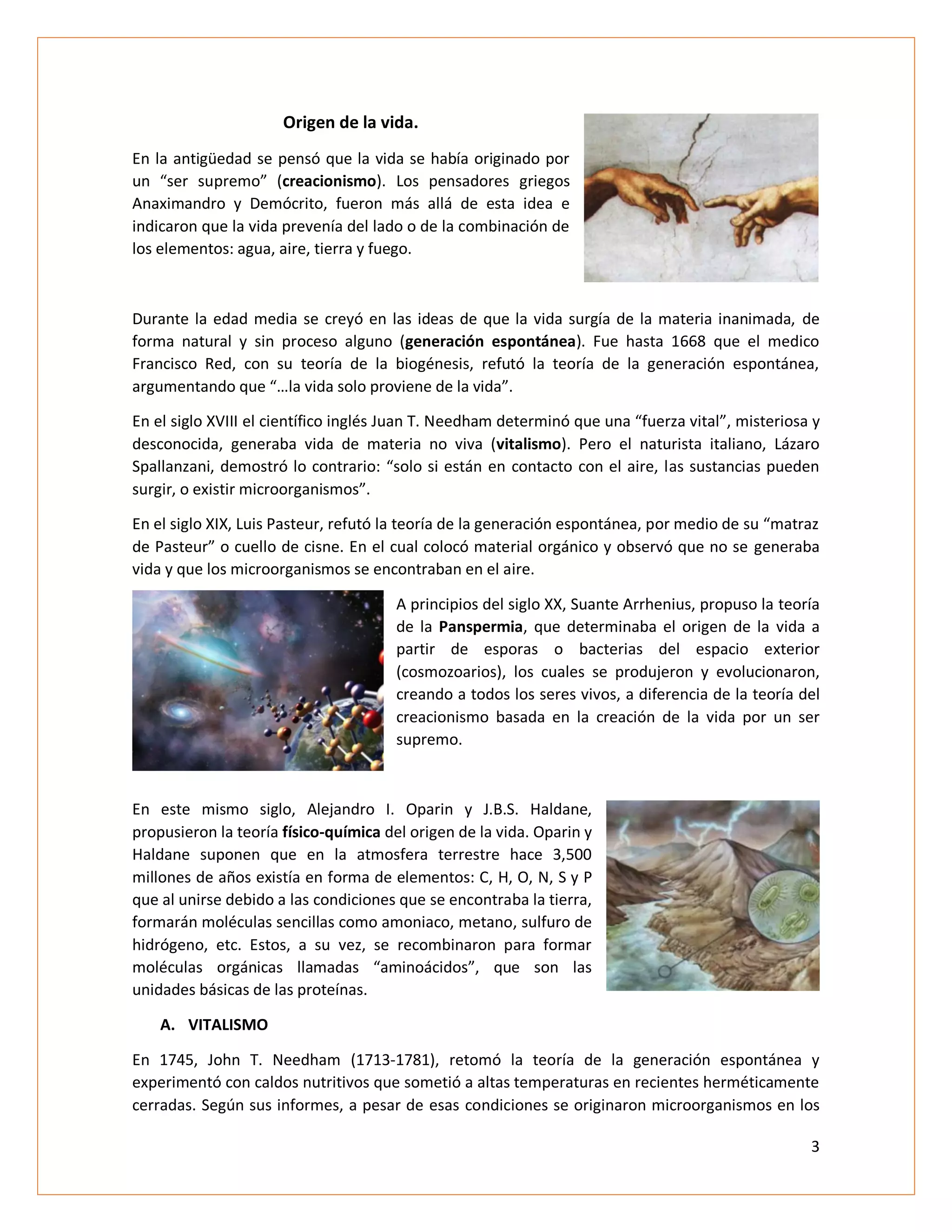 Teorias del origen de la vida | PDF