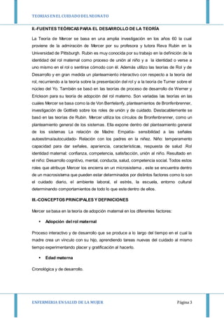 Teorias en el cuidado del neonato | DOCX