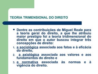 Teoria trimencional do direito de miguel reale e (1) | PPT