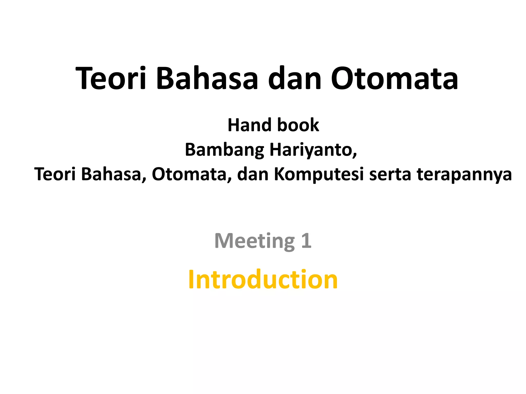 Teori Bahasa dan Otomata 1 | PPTX