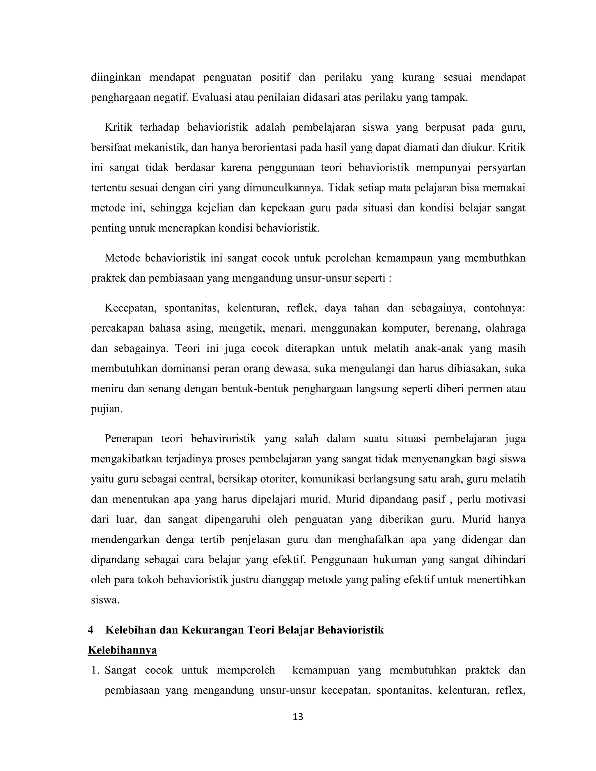 Teori behavioristik mardiah | PDF