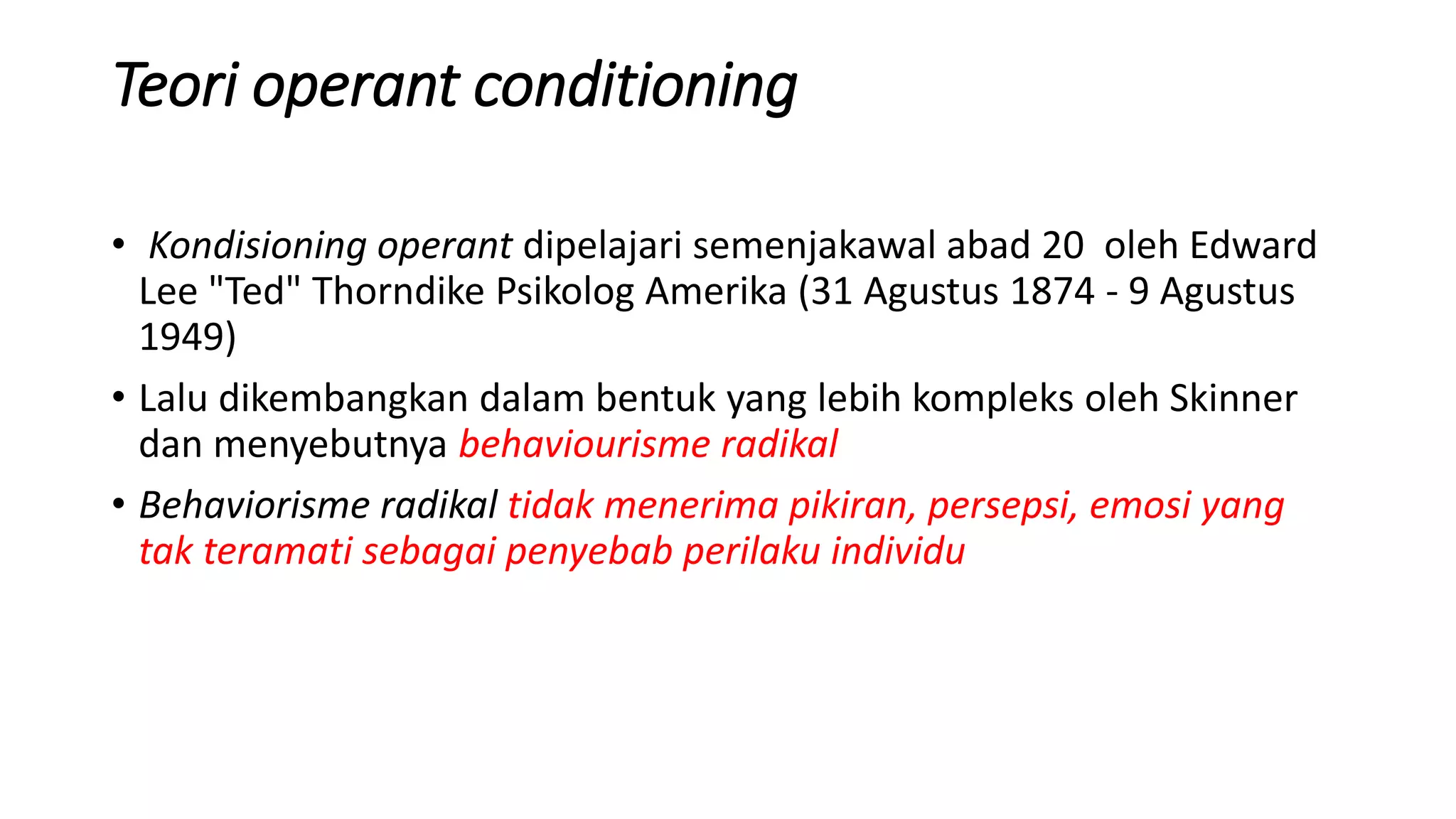 TEORI BEHAVIOR SKINNER | PPTX