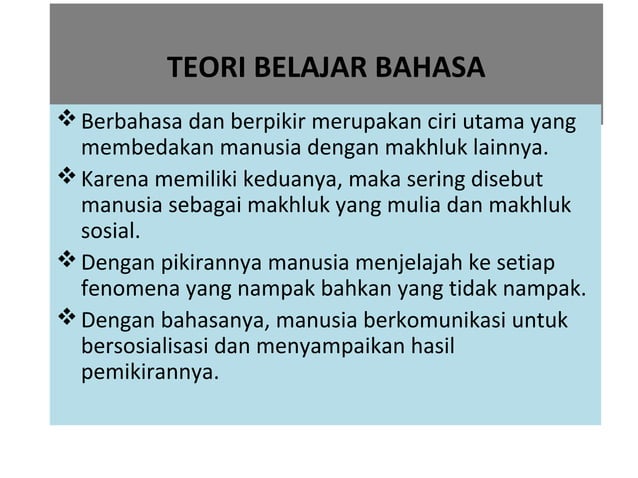 Teori belajar bahasa | PPT