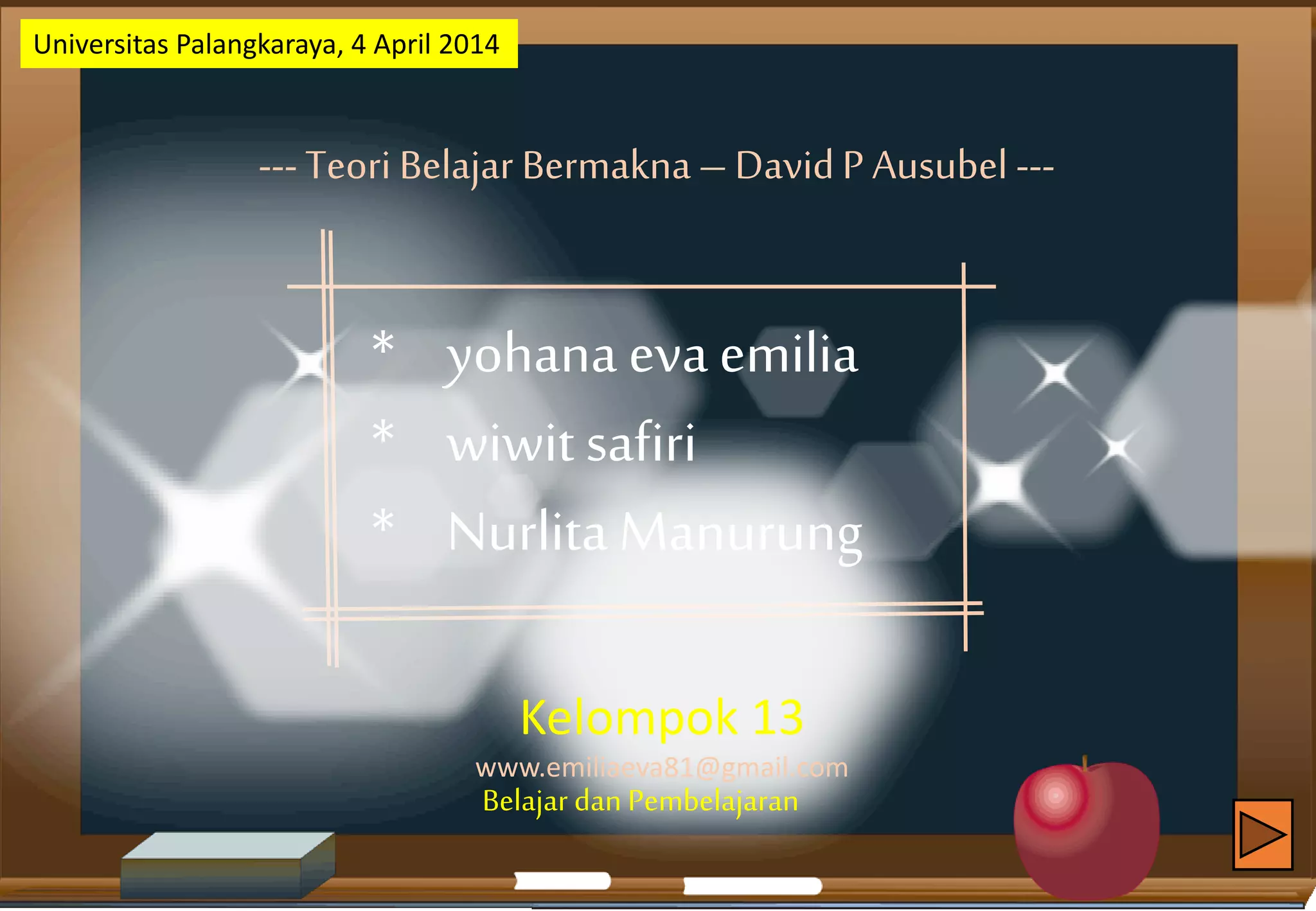 Teori belajar bermakna ausubel (Belajar dan Pembelajaran) | PPTX