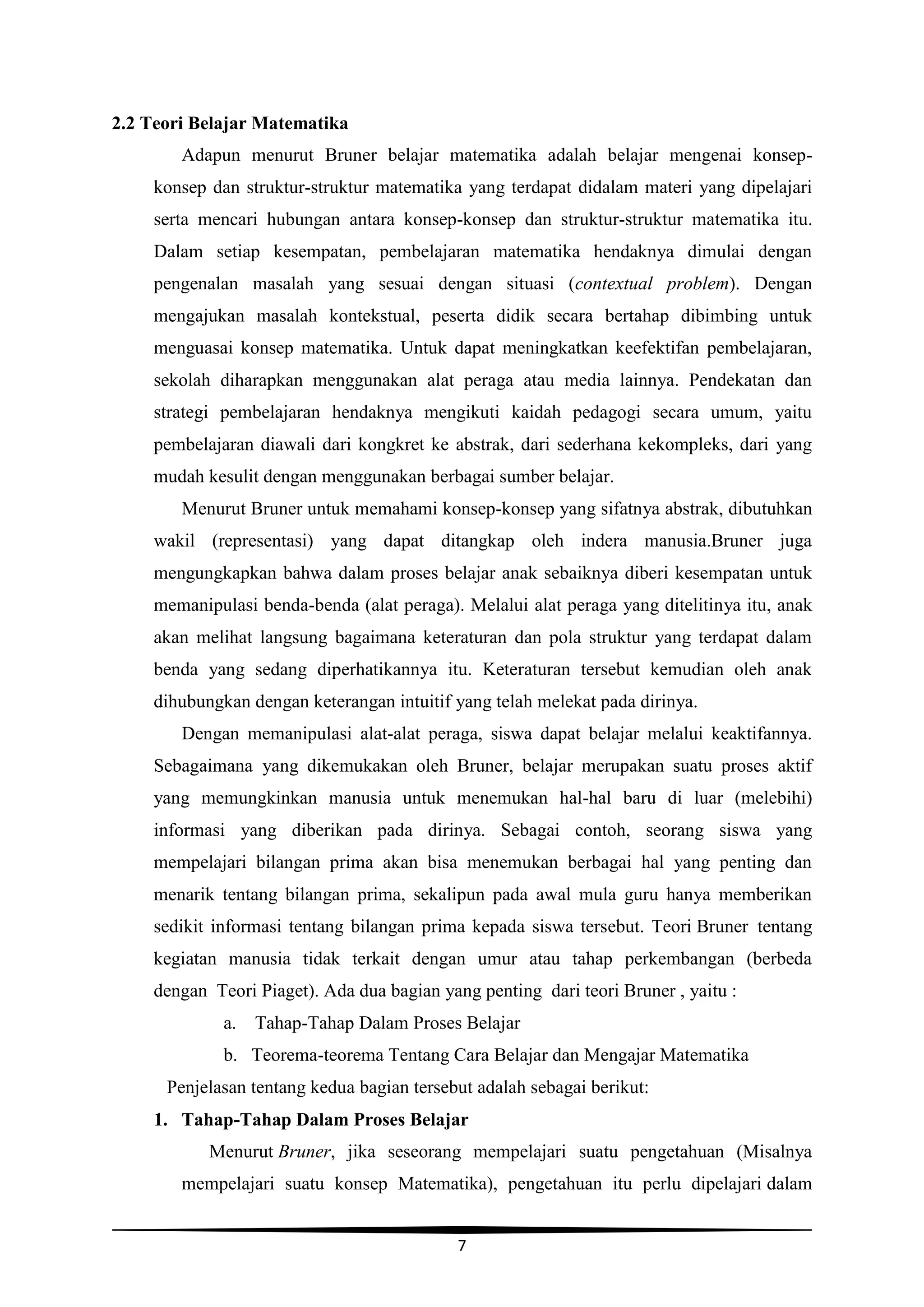 Teori Belajar Bruner (Bruner) | DOCX