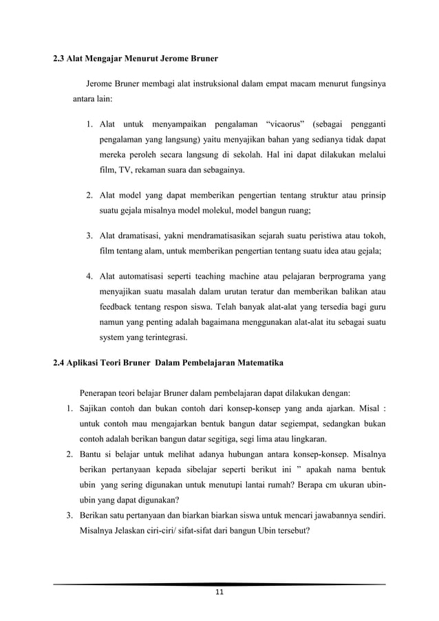 Teori Belajar Bruner | PDF