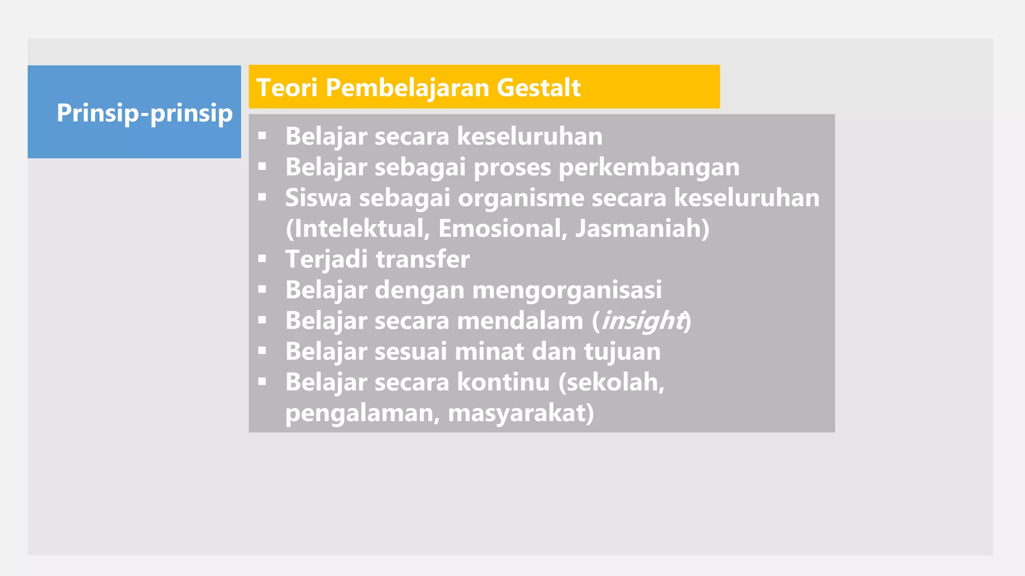 Teori belajar gestalt | PPSX