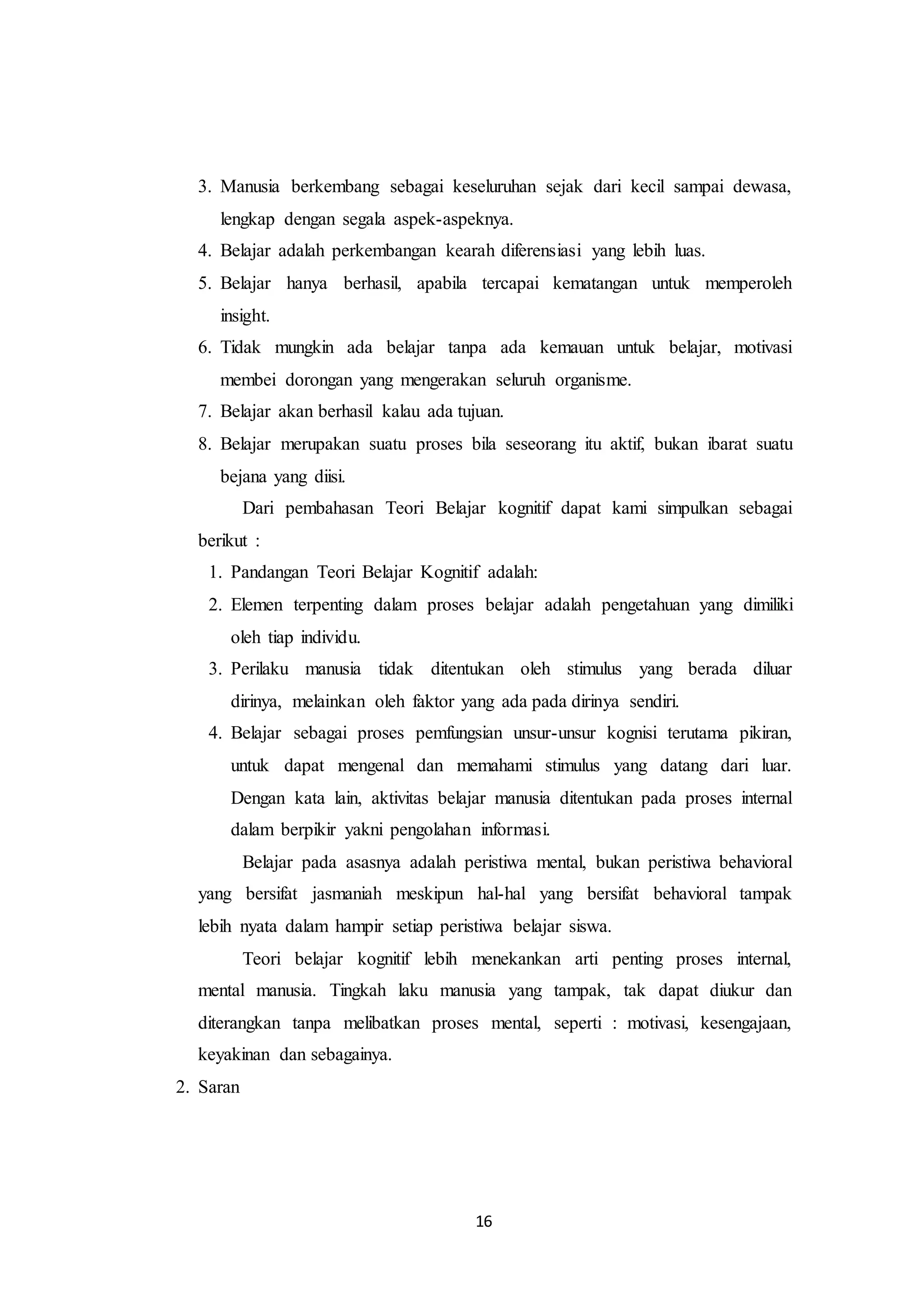 Teori belajar kognitif ( gestalt dan teori medan) | DOCX