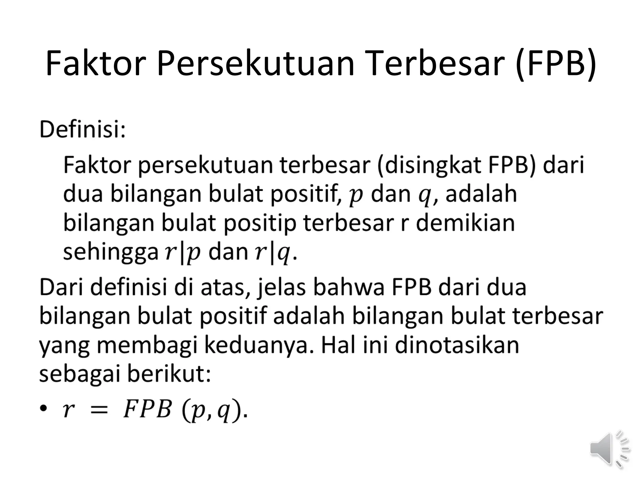 materi kuliah matematika FPB teori bilangan | PPT