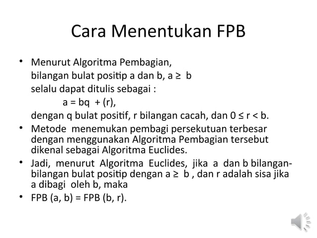 materi kuliah matematika FPB teori bilangan | PPT