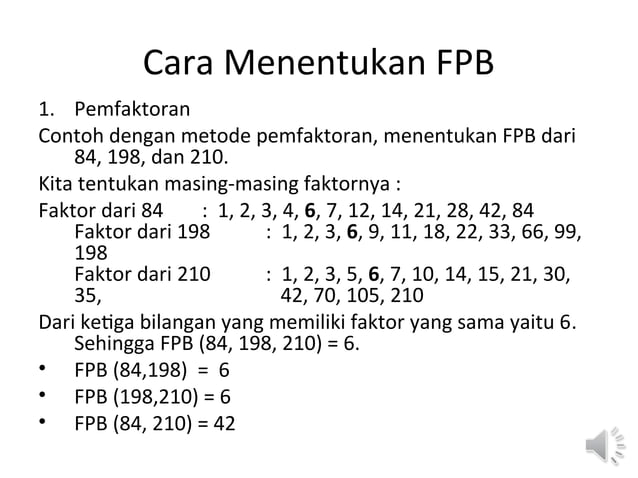 materi kuliah matematika FPB teori bilangan | PPT