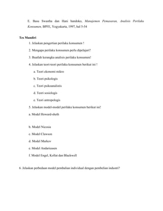 Teori dan model perilaku konsumen | DOCX