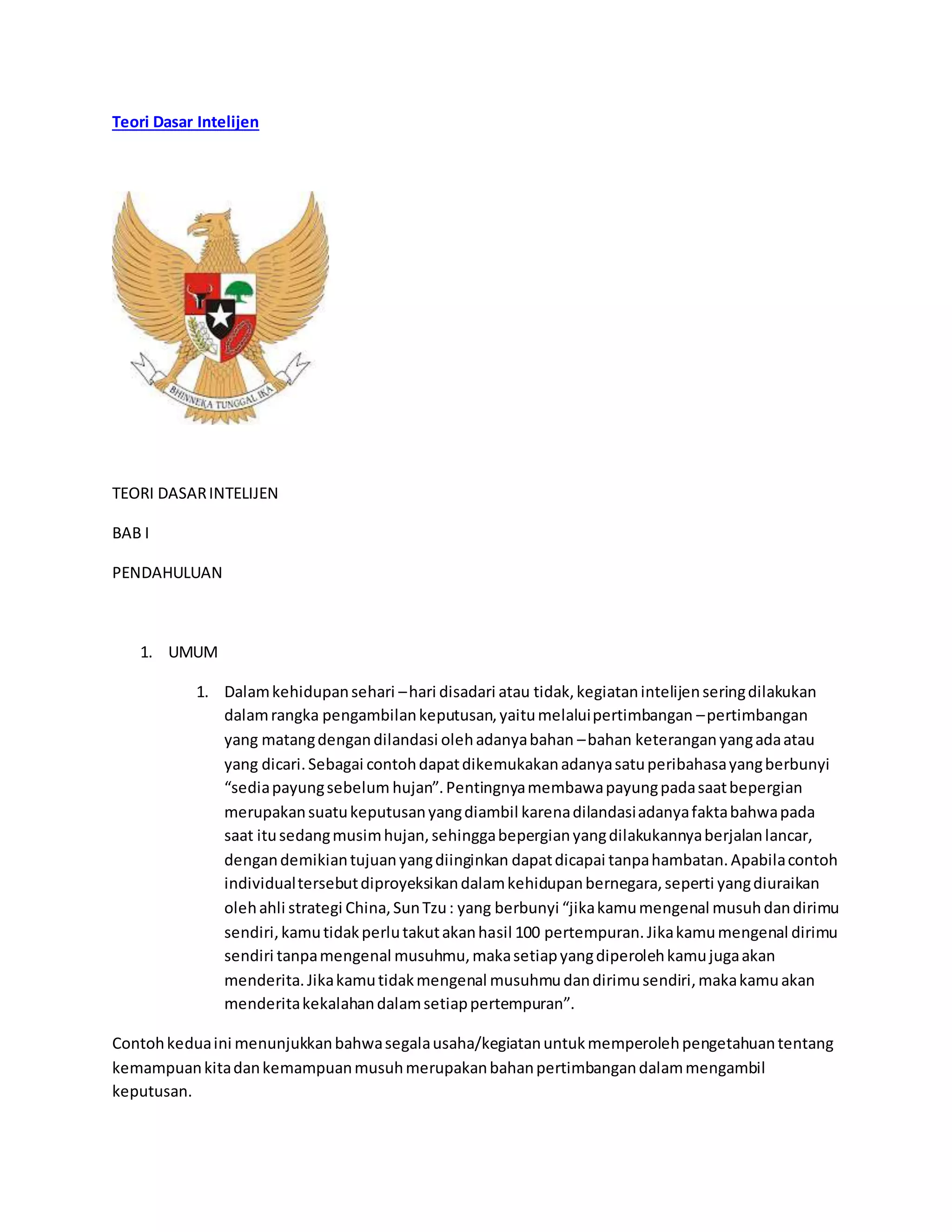 Teori dasar intelijen | DOCX