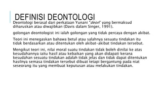 Teori deontologi tindakan dan | PPTX