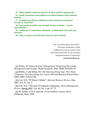 Teorie baťova managementu | DOC