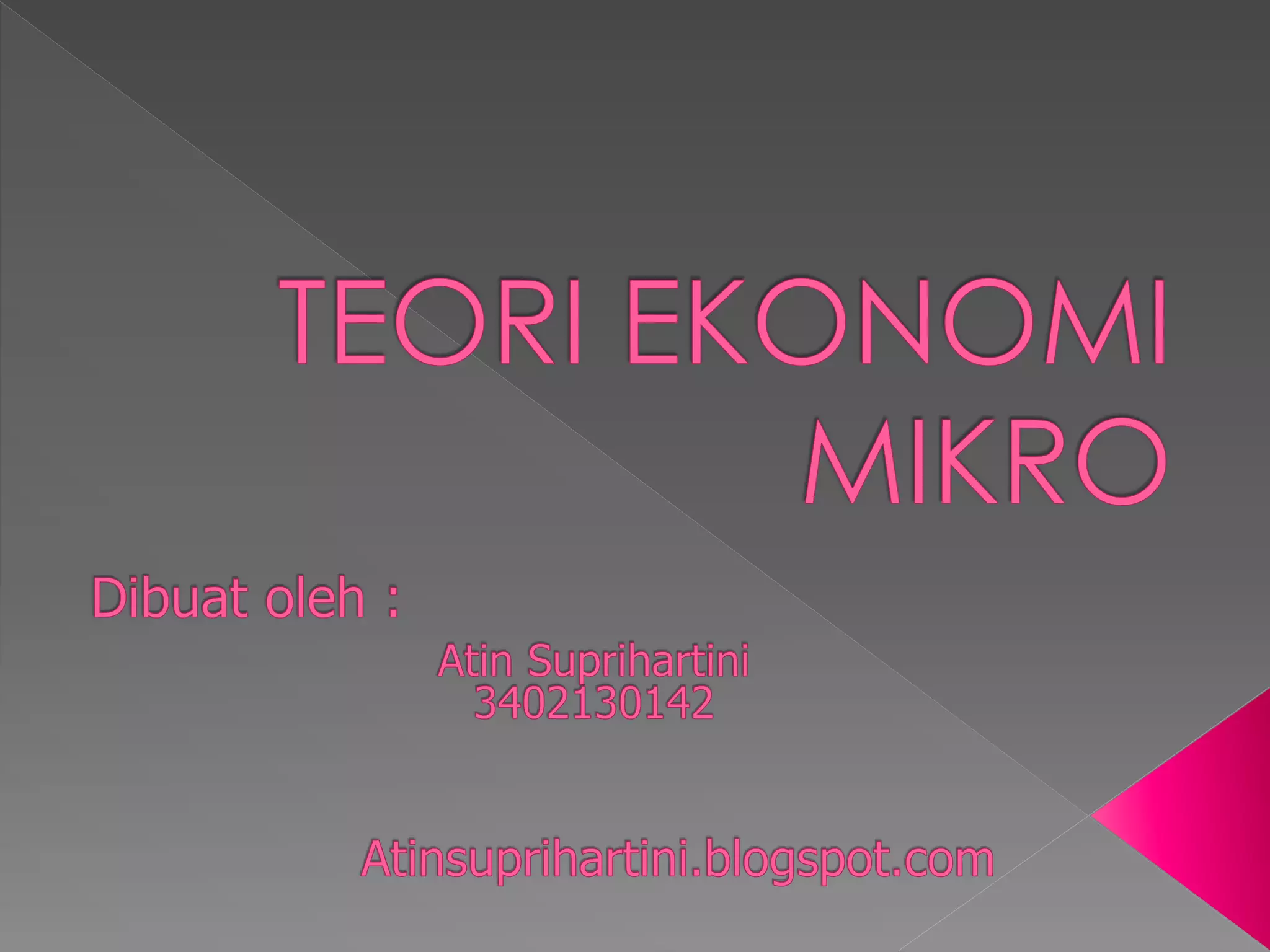 Teori ekonomi mikro | PPTX