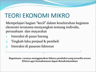 Bismillahirrahmanirrahim TEORI EKONOMI MIKRO AWAL.ppt