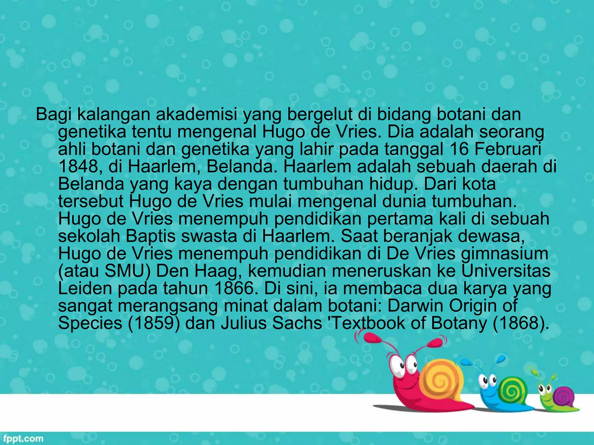 PPT Teori evolusi Ilmuwan charles lyell, thomas malthus, mendel, hugo ...