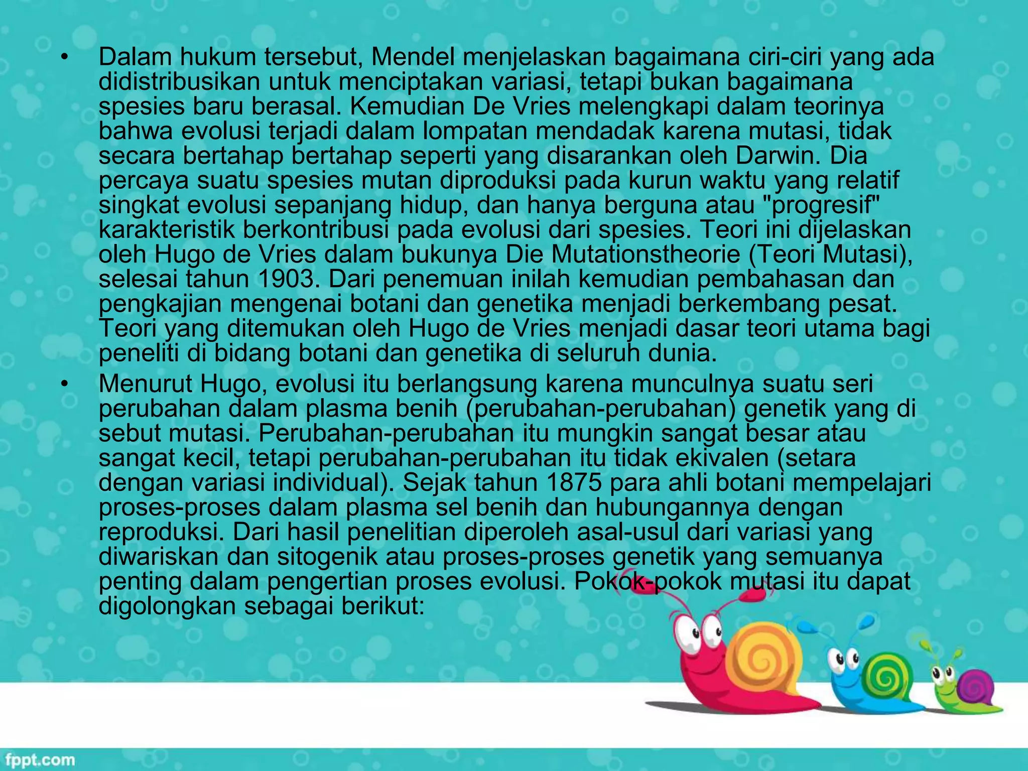 PPT Teori evolusi Ilmuwan charles lyell, thomas malthus, mendel, hugo ...