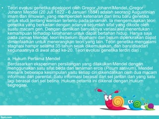 PPT Teori evolusi Ilmuwan charles lyell, thomas malthus, mendel, hugo ...