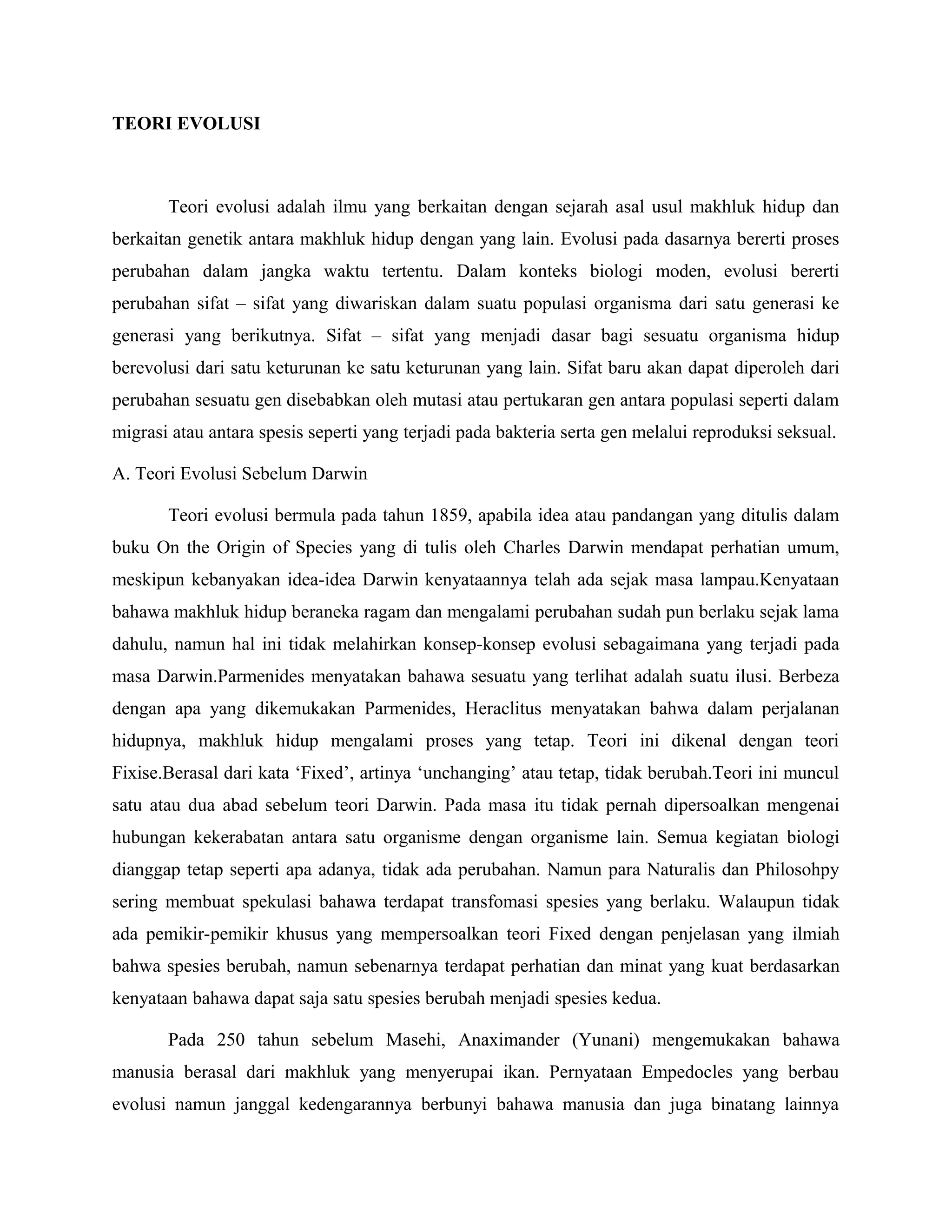 Teori evolusi individu | DOC