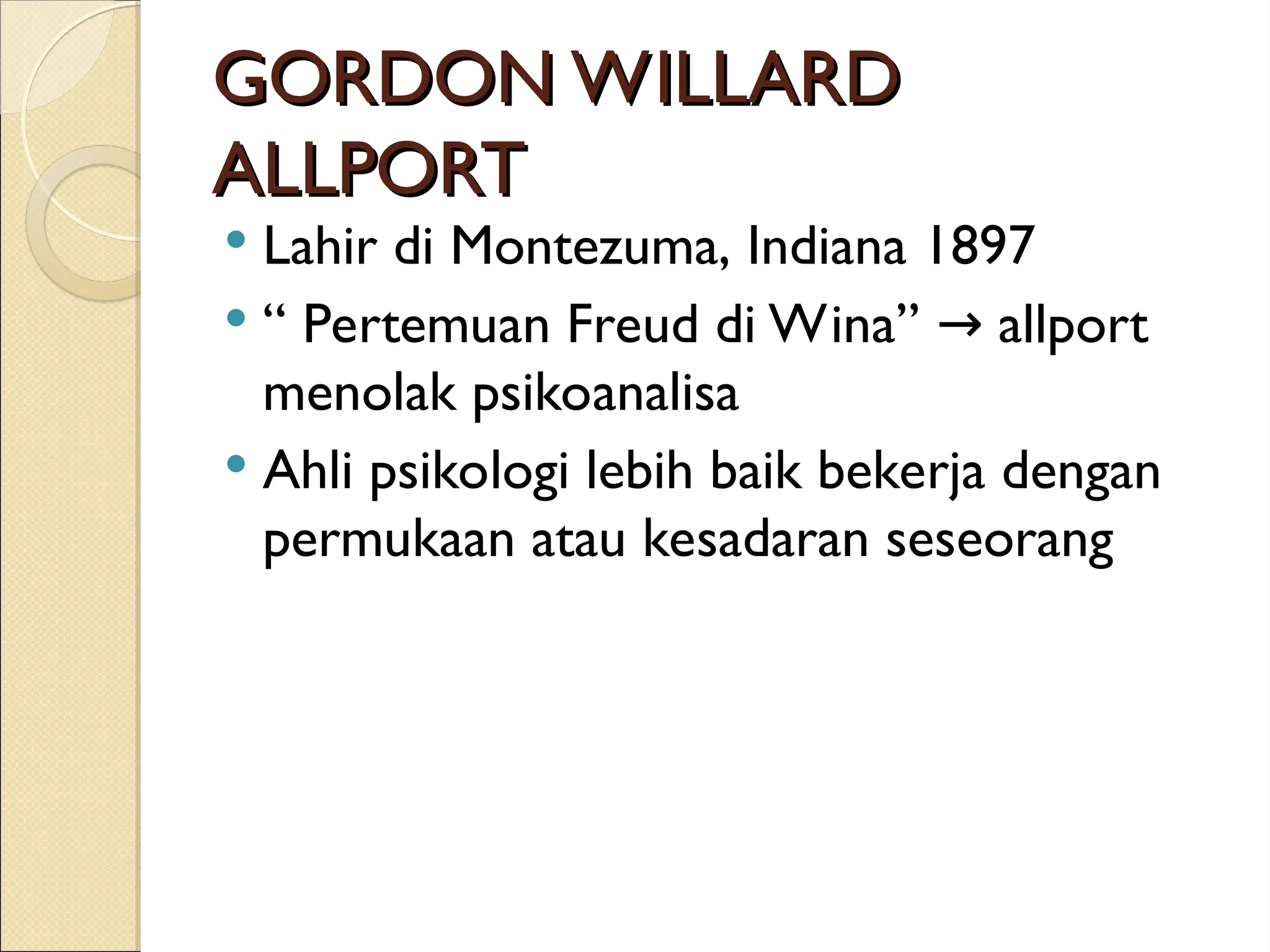 TEORI GORDON W ALLPORT pengkajian keperawatan | PPT