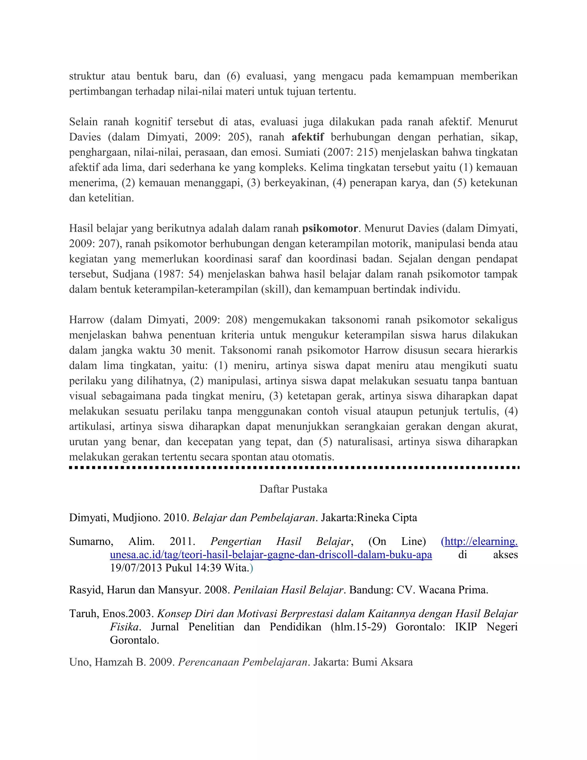 Teori hasil belajar Menurut Para Ahli | DOCX