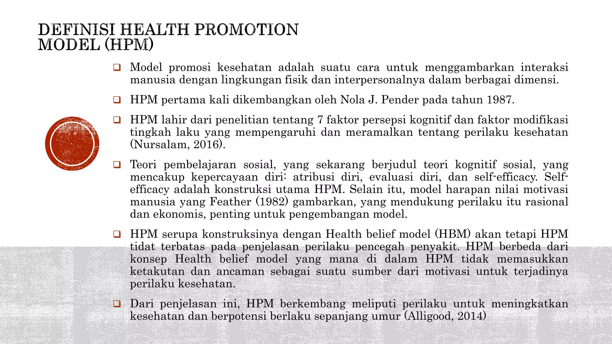 Teori Health promotion model (HPM) | PPTX