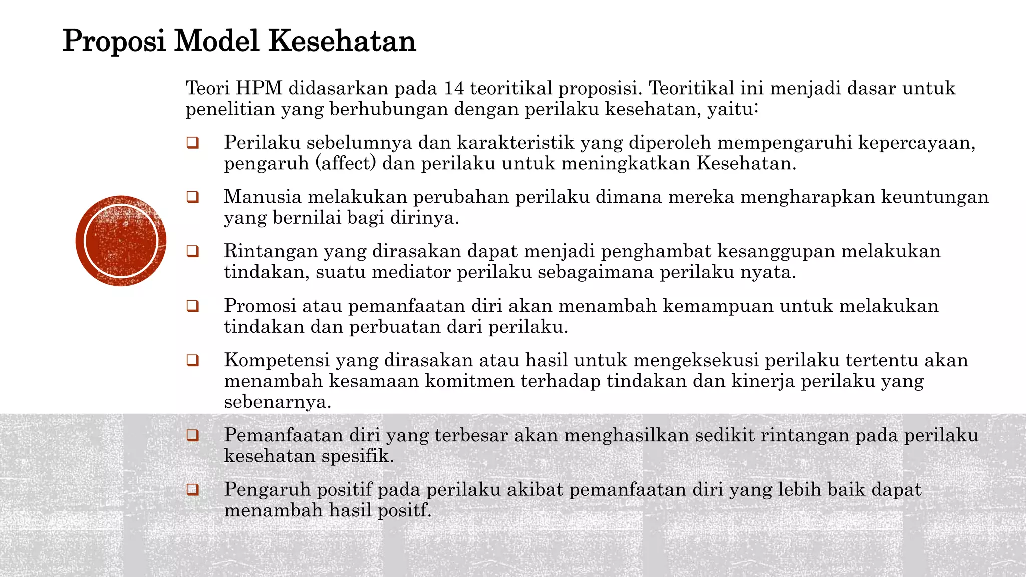 Teori Health promotion model (HPM) | PPTX