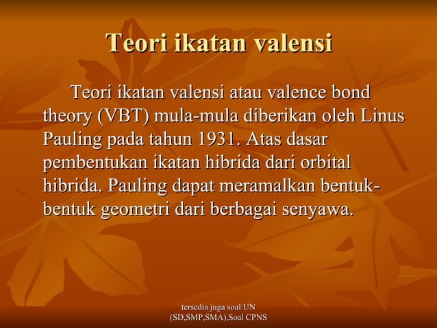 Teori Ikatan Valensi | PPT