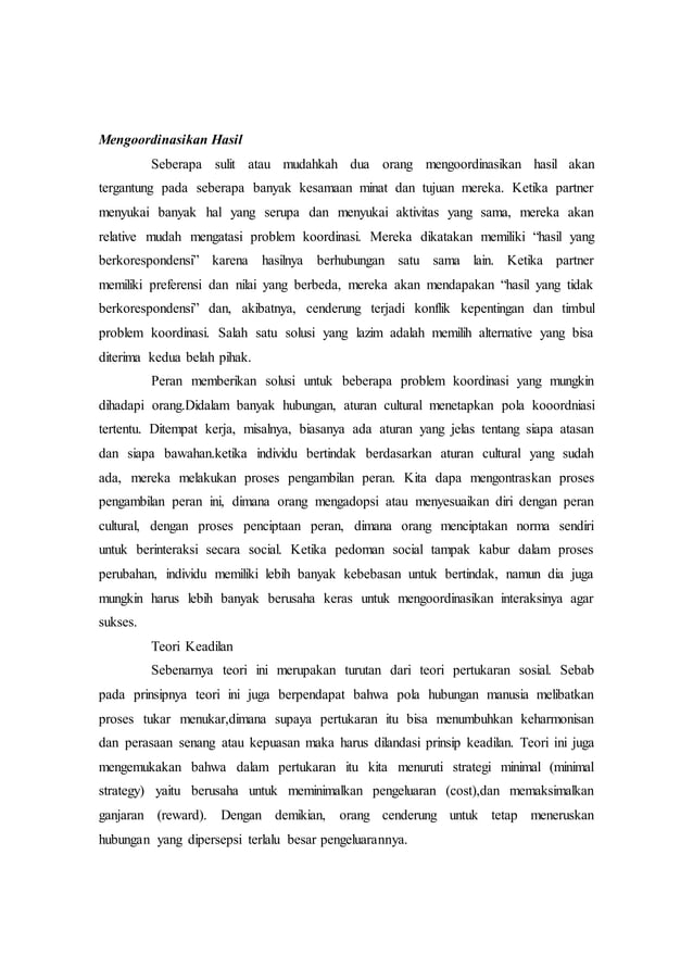 Teori interdependensi(Pertukaran Sosial) | DOCX