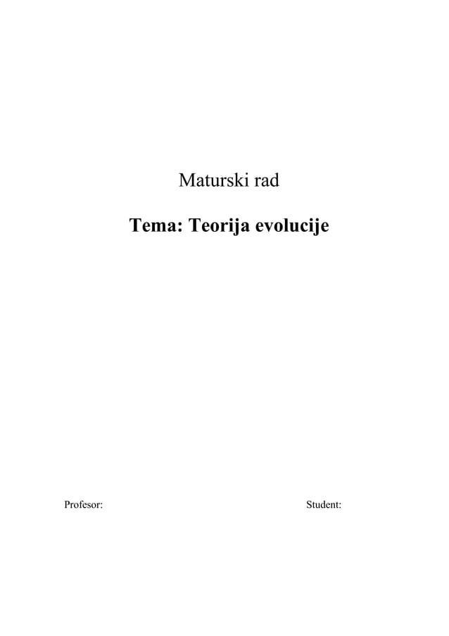 Teorija evolucije | PDF