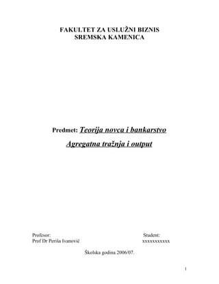 Teorija novca i bankarstvo | DOC