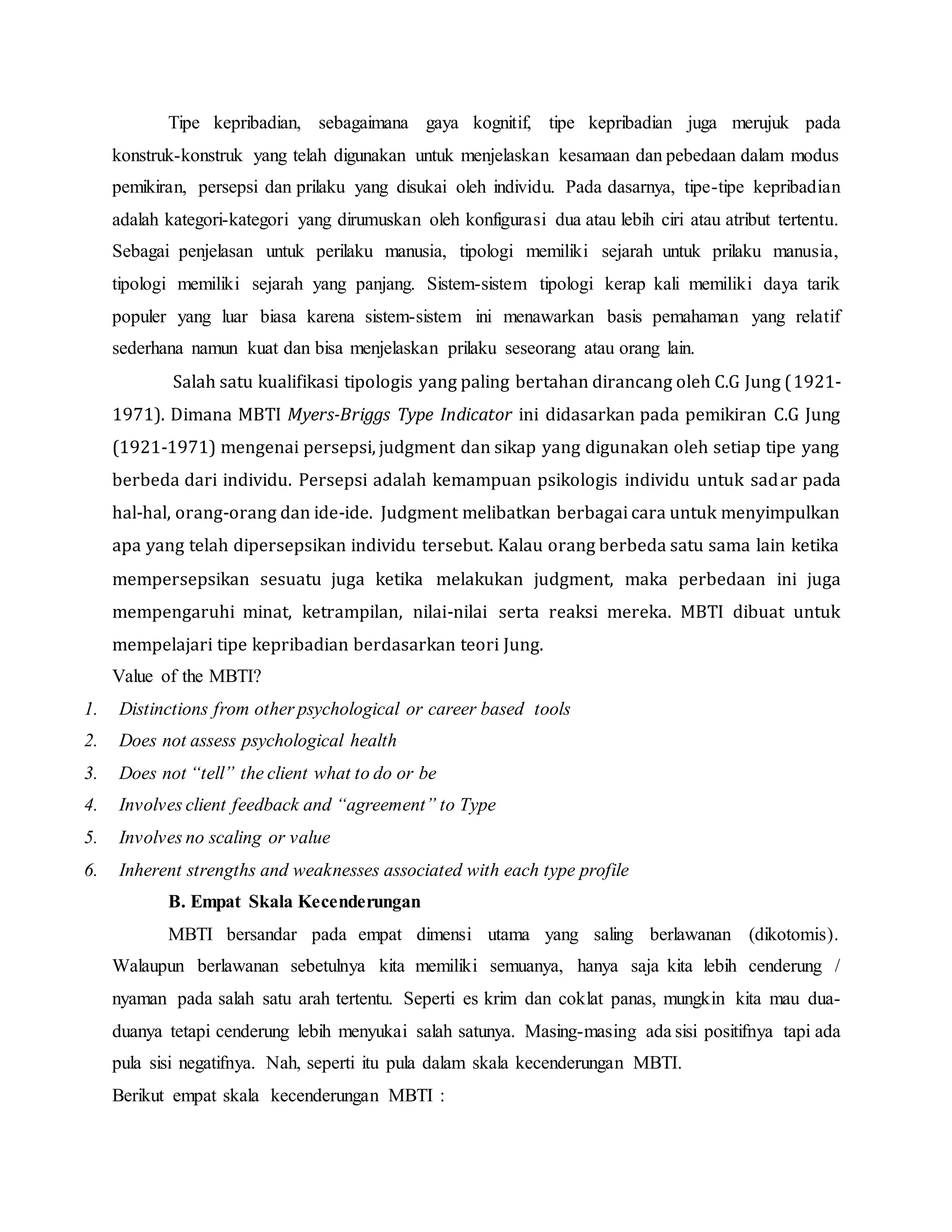 Teori karir mbti atau myers | DOCX