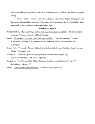 Teori karir mbti atau myers | DOCX