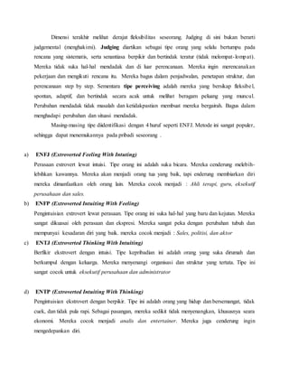 Teori karir mbti atau myers | DOCX