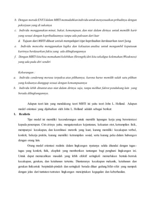 Teori karir mbti atau myers | DOCX