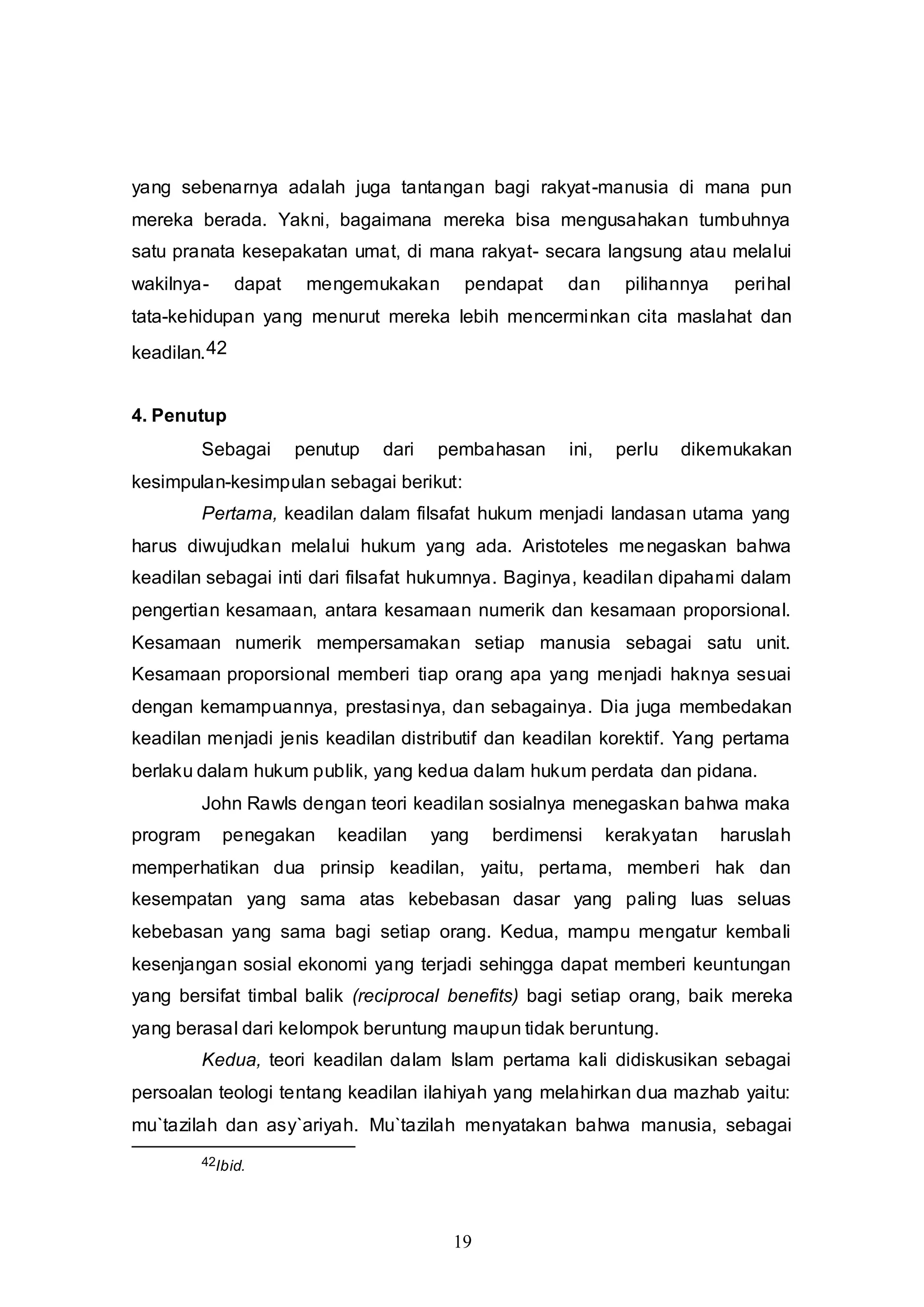Teori keadilan perspektif filsafat hukum islam | PDF