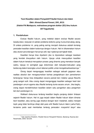 Teori keadilan perspektif filsafat hukum islam | PDF