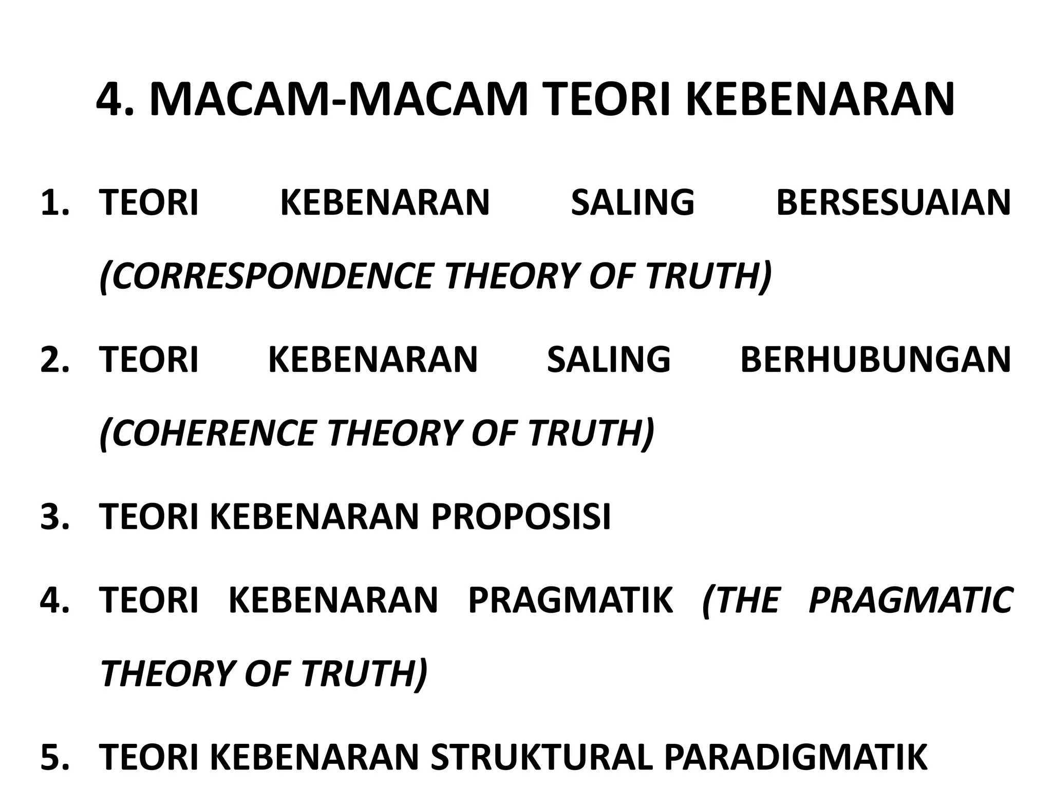 Teori-teori Kebenaran | PPTX