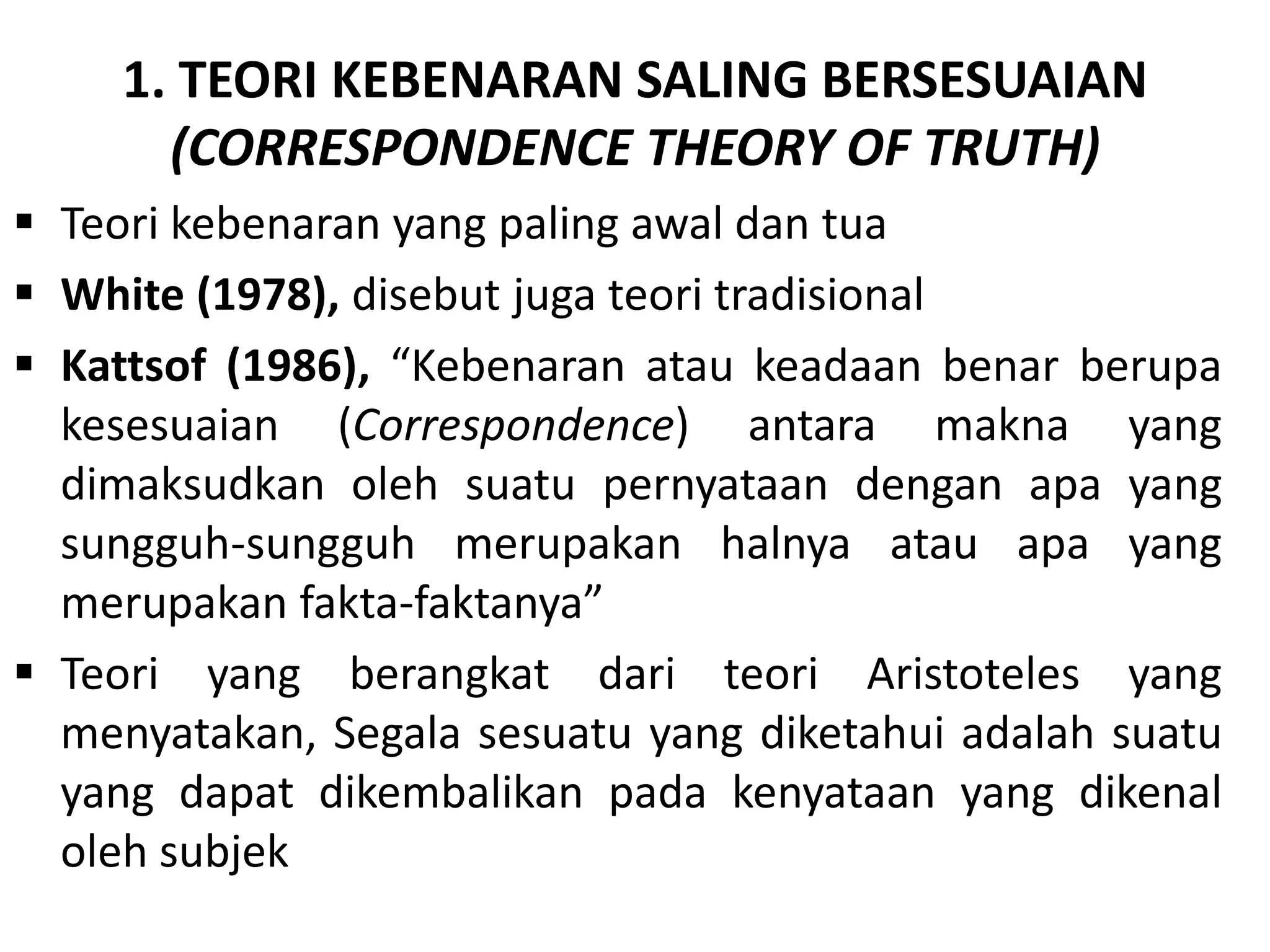 Teori-teori Kebenaran | PPTX