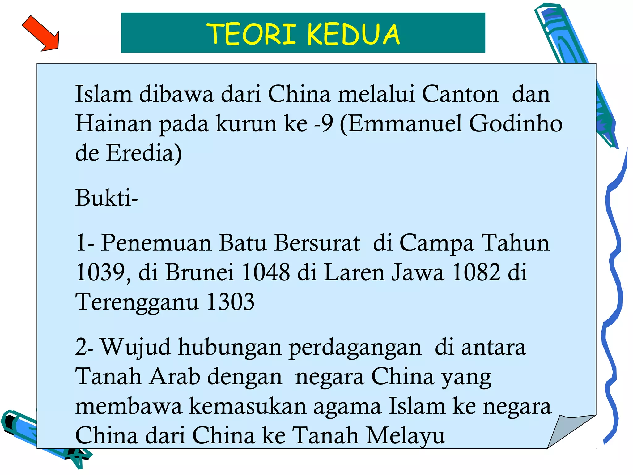 Teori kedatangan Islam ke Tanah Melayu | PPT