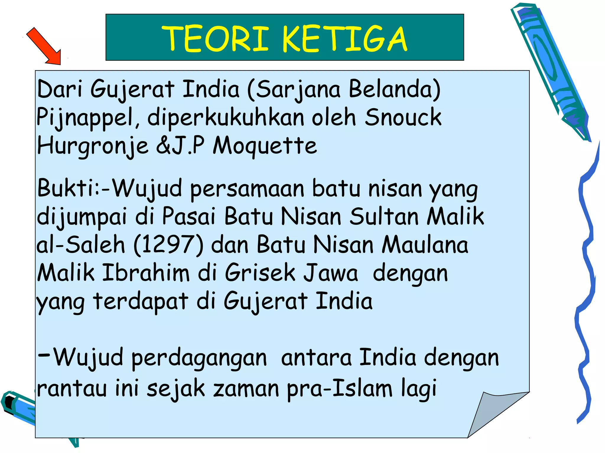 Teori kedatangan Islam ke Tanah Melayu | PPT