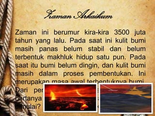 Teori kehidupan dibumi dan kehidupan manusia purba serta kebudayaannya ...