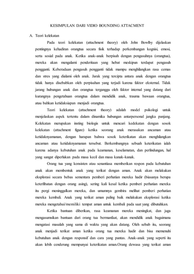 Teori kelekatan meri andani | DOCX