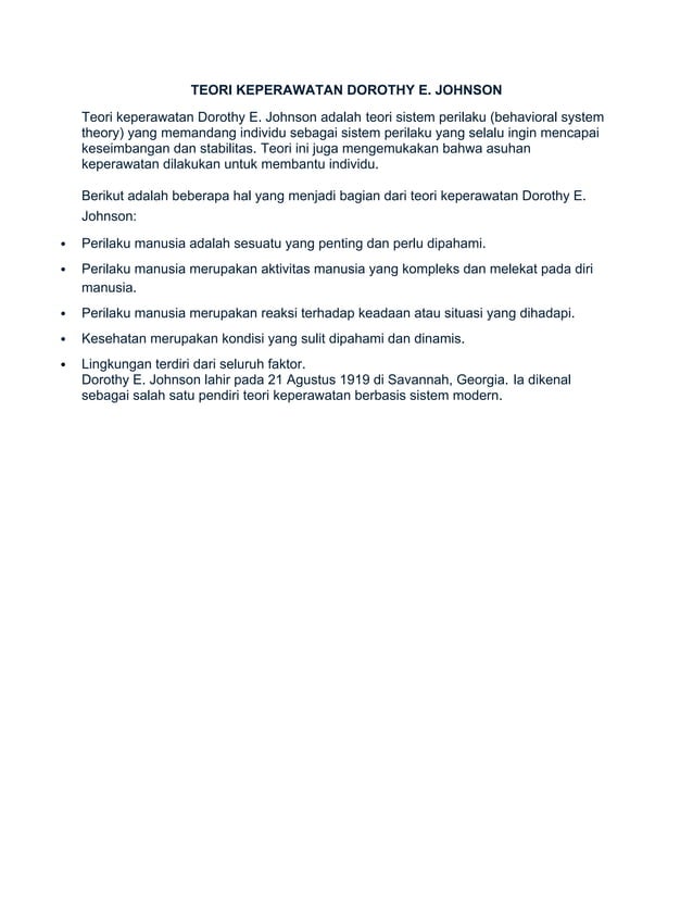 Teori keperawatan Dorothy E4444. Johnson.docx